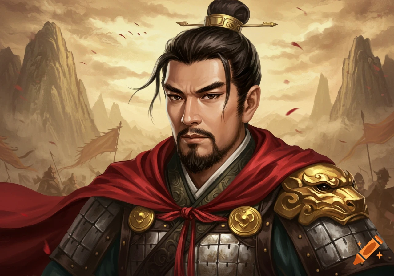 Illustration of an ancient Chinese general in armor and a red cape. on ...