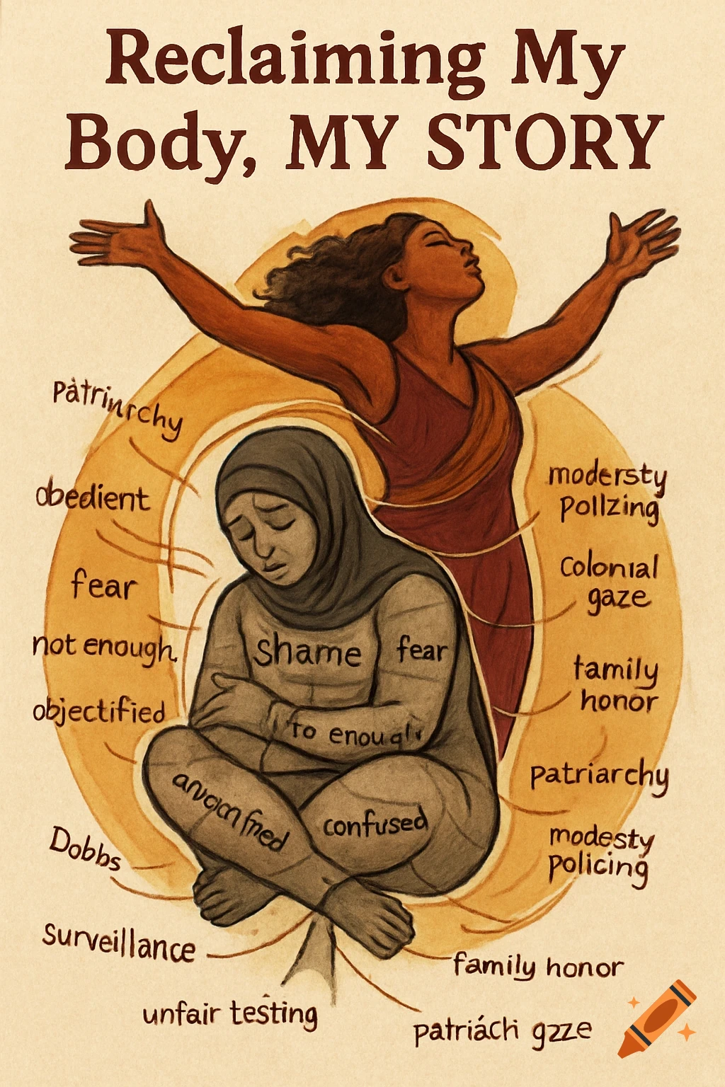 Symbolic illustration of a woman reclaiming her identity, featuring a ...