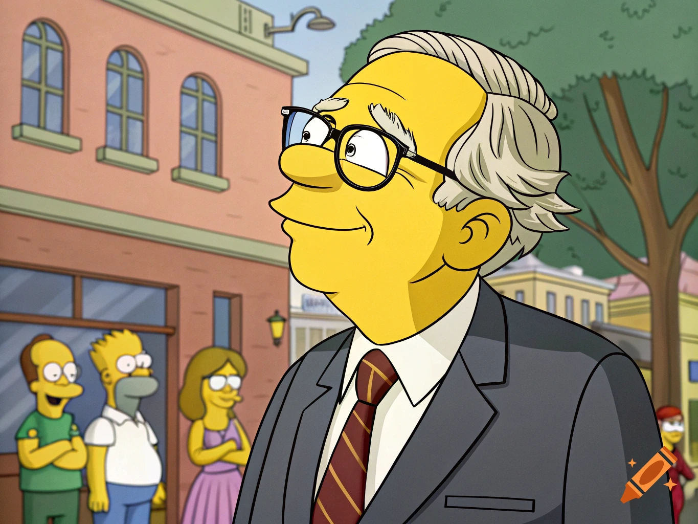 Cartoon character resembling Warren Buffet in The Simpsons style ...