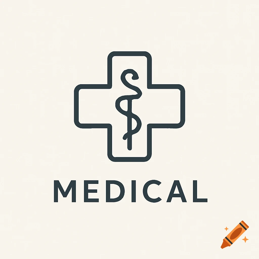 Minimalist medical logo featuring a cross with a staff and snake symbol ...