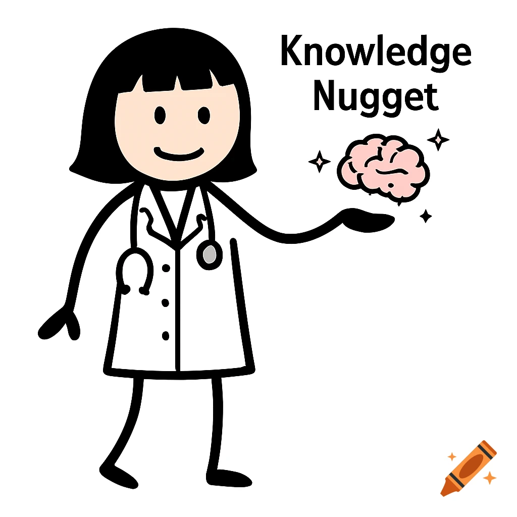 A stick figure drawing of a doctor holding a brain with sparks around ...