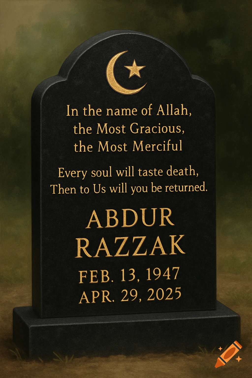 Tombstone images created on Craiyon