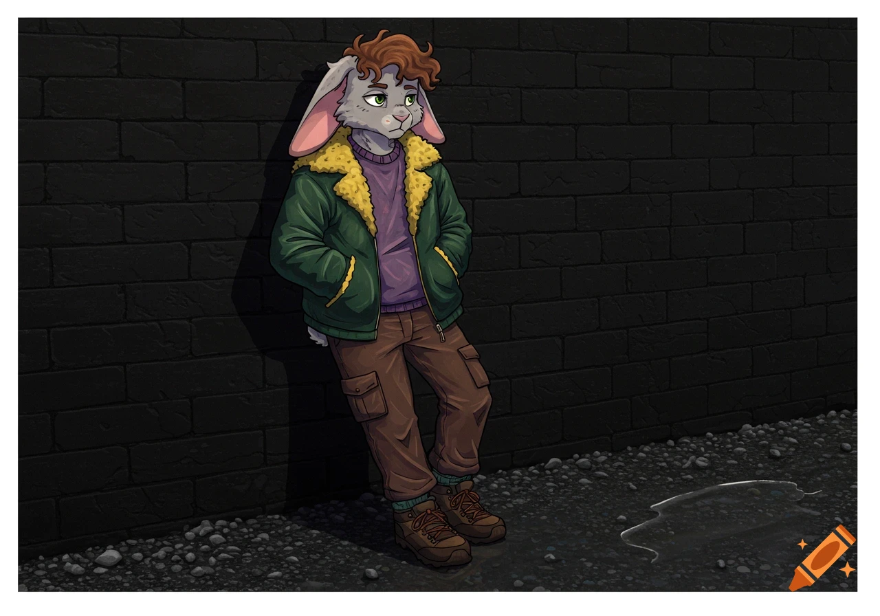 Illustration of an anthropomorphic rabbit character in streetwear ...