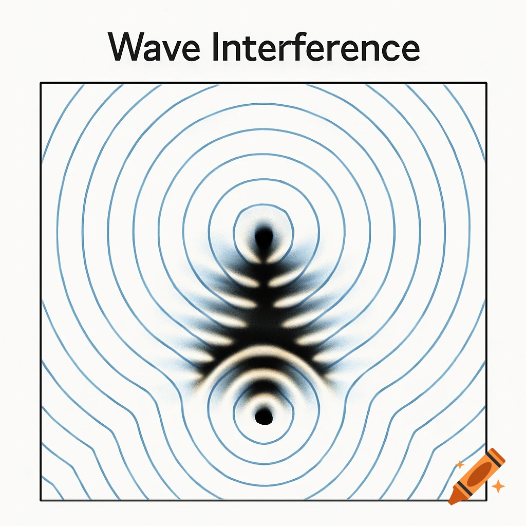 Diagram illustrating wave interference pattern with text title. on Craiyon
