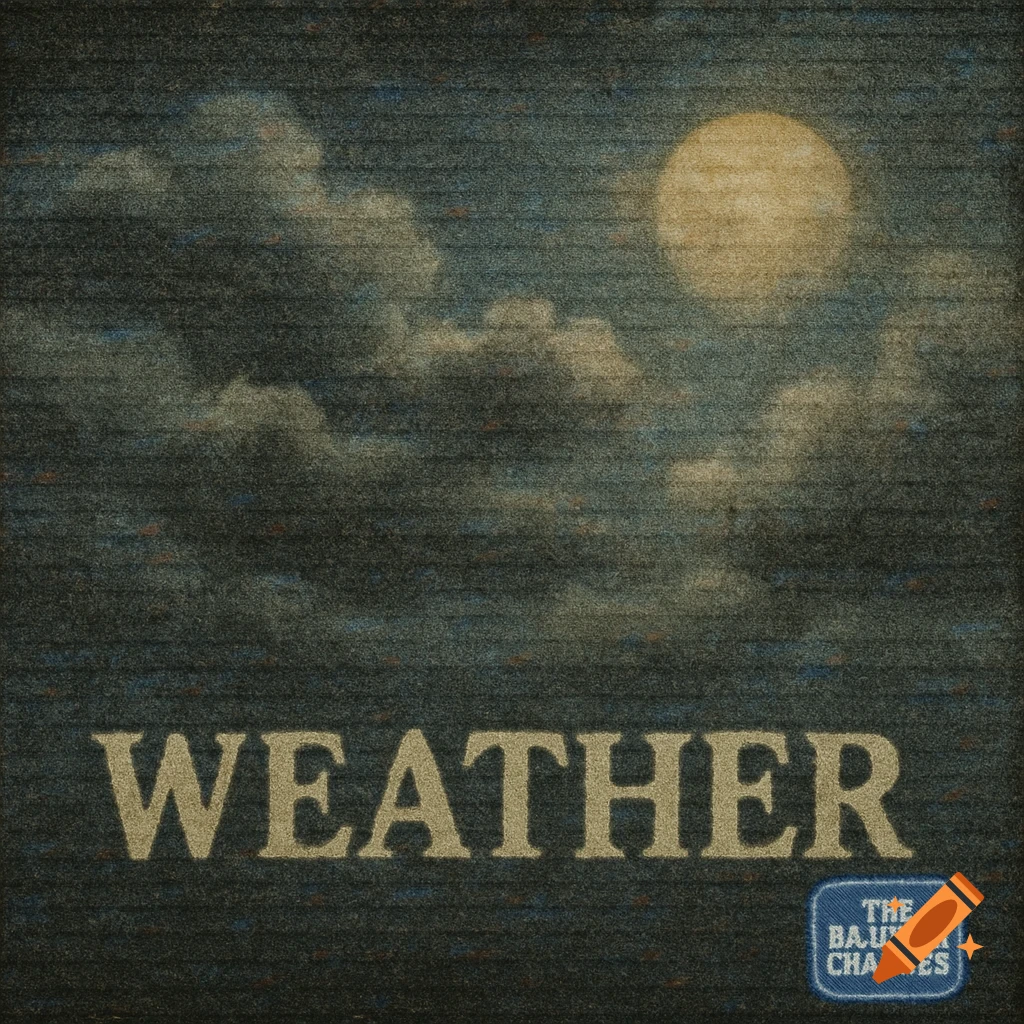 A grainy, static-filled image of clouds and a full moon at night, with ...