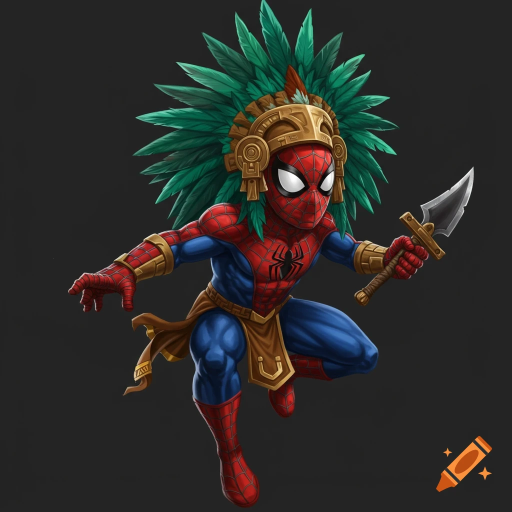 Illustration of Spider-Man in red and blue suit, wearing a large ...