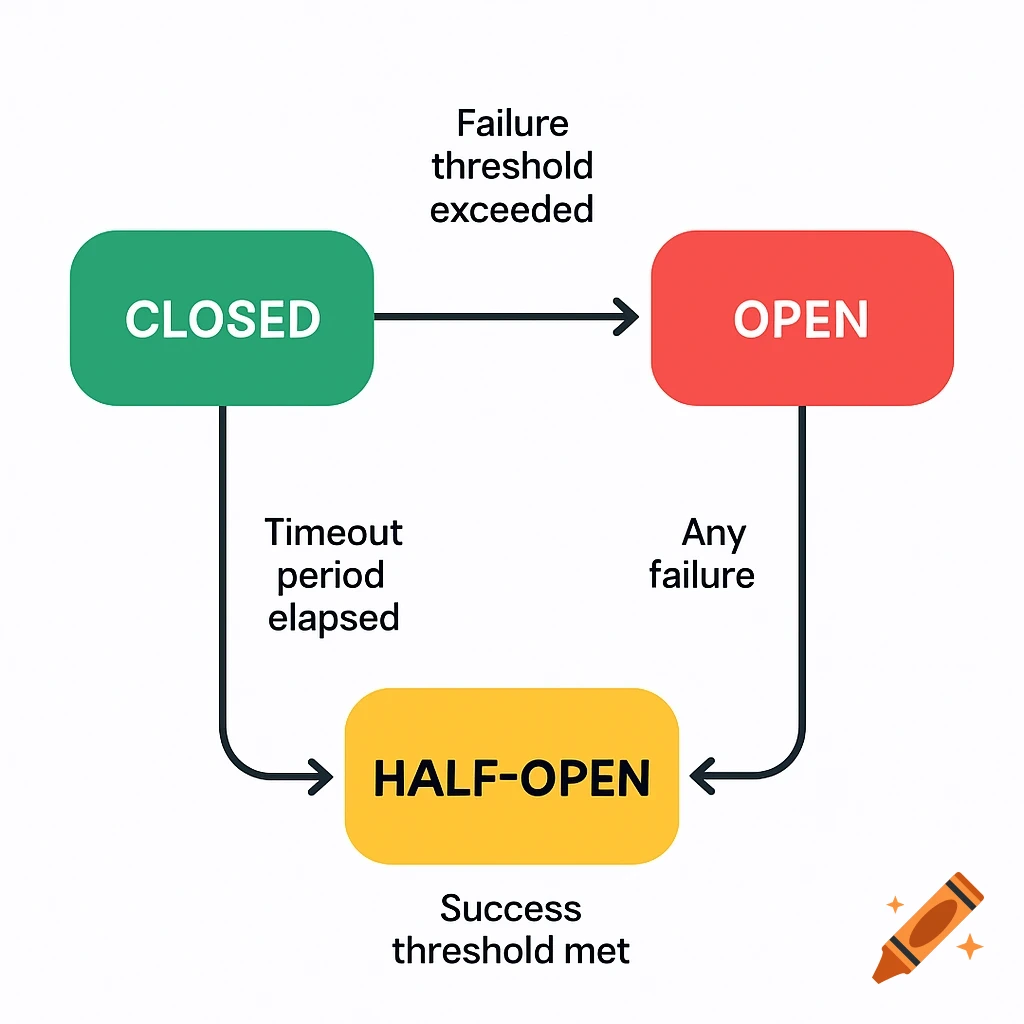 State diagram illustrating the software circuit breaker pattern with ...