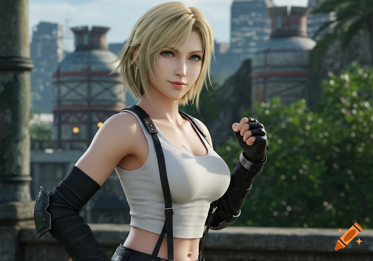 Realistic 3D render of Tifa Lockhart from Final Fantasy. on Craiyon