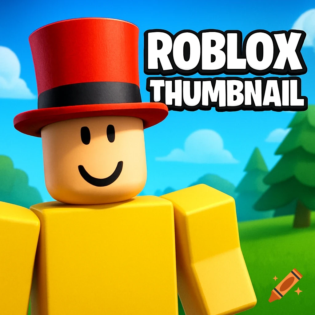 Roblox character with red top hat and happy face, with text 'ROBLOX ...