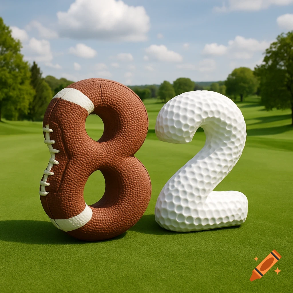 The number 8 shaped like a football and the number 2 shaped like a golf ...