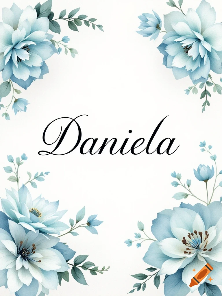 Watercolor floral illustration with the name Daniela on Craiyon