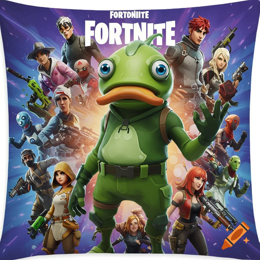 Fortnite duck character surrounded by other characters on Craiyon