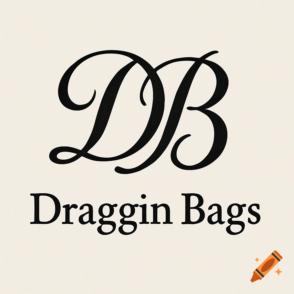 Logo with initials DB and text Draggin Bags. on Craiyon