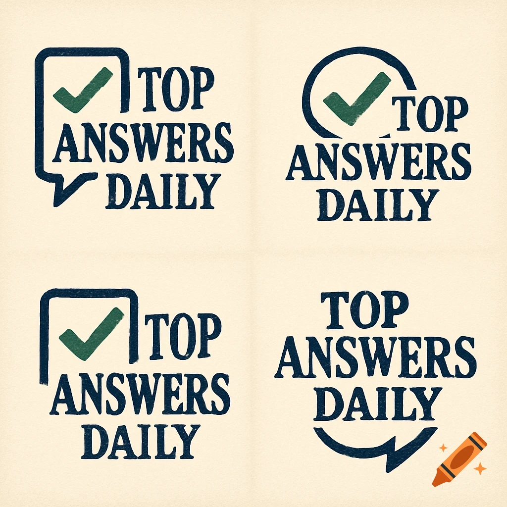 Four logo designs for Top Answers Daily with checkmarks and typography ...
