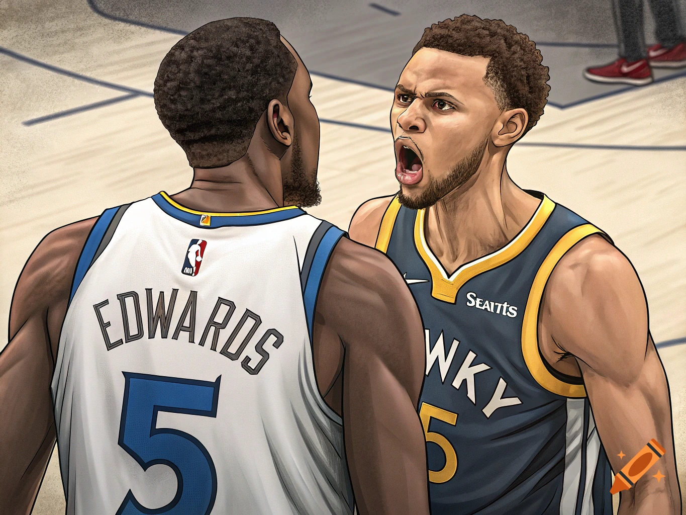 Cartoon illustration of two basketball players, one named Edwards ...