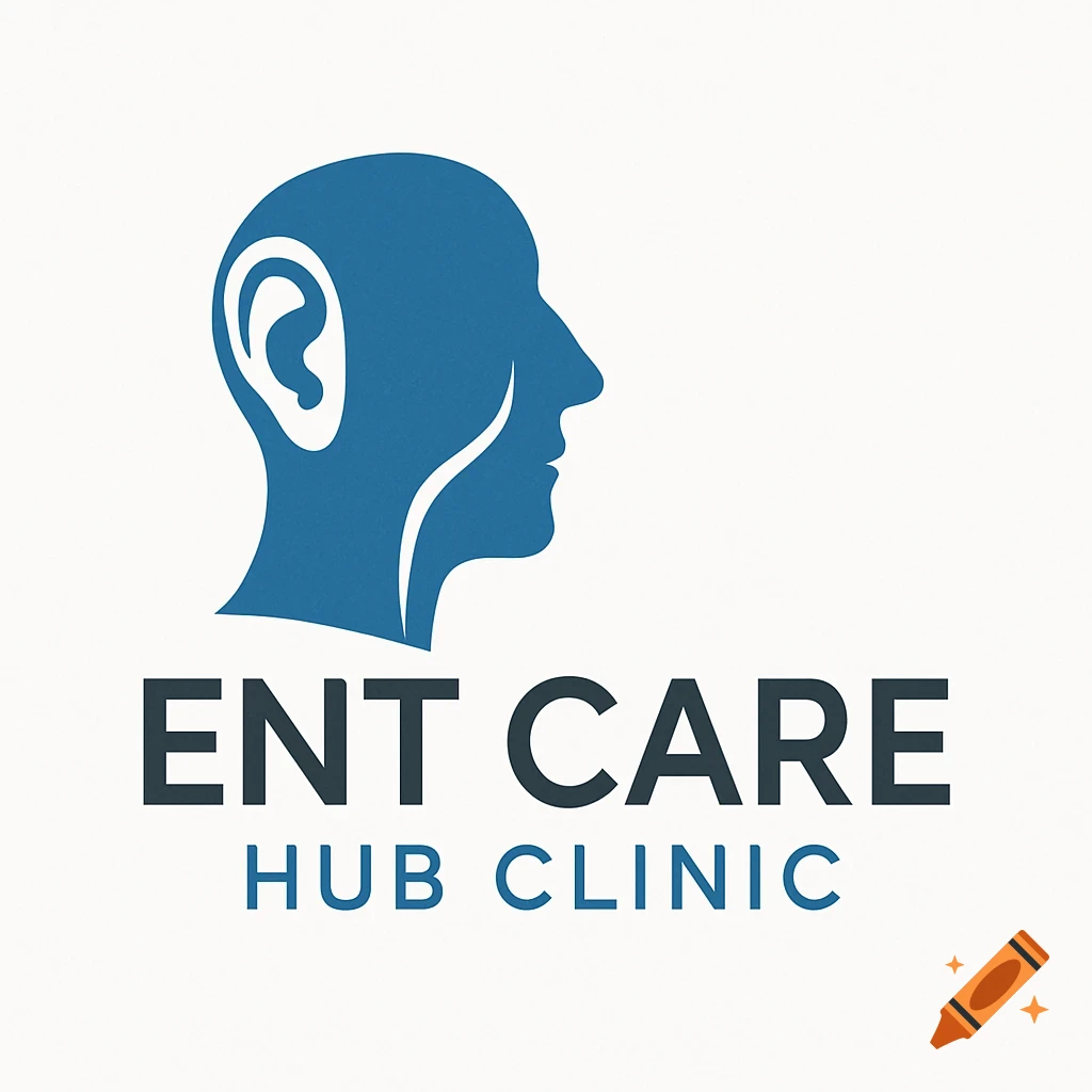 Blue silhouette logo of a head with an ear above the text "ENT CARE HUB ...