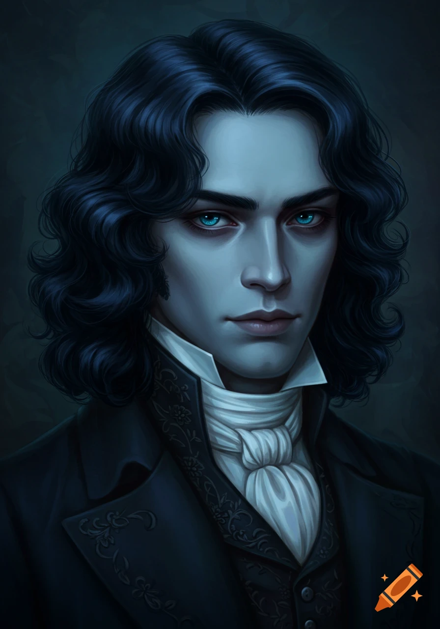 Oil painting portrait of an aristocratic man with blue eyes in ...