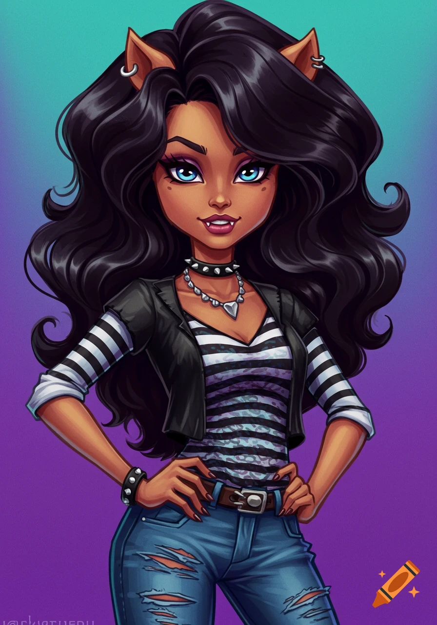 Stylized portrait illustration of Monster High character Clawdeen Wolf ...