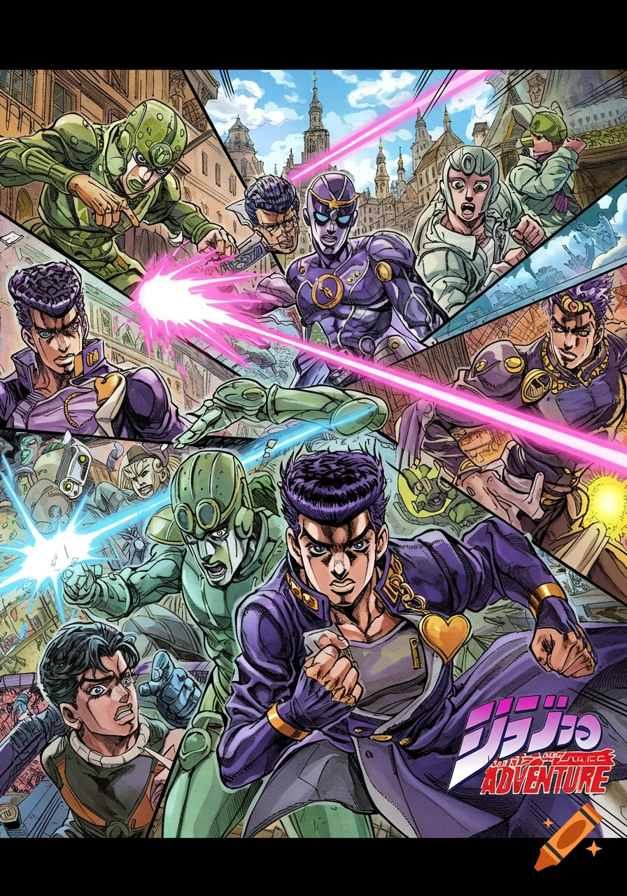 JoJo's Bizarre Adventure characters fight with powers in an urban ...