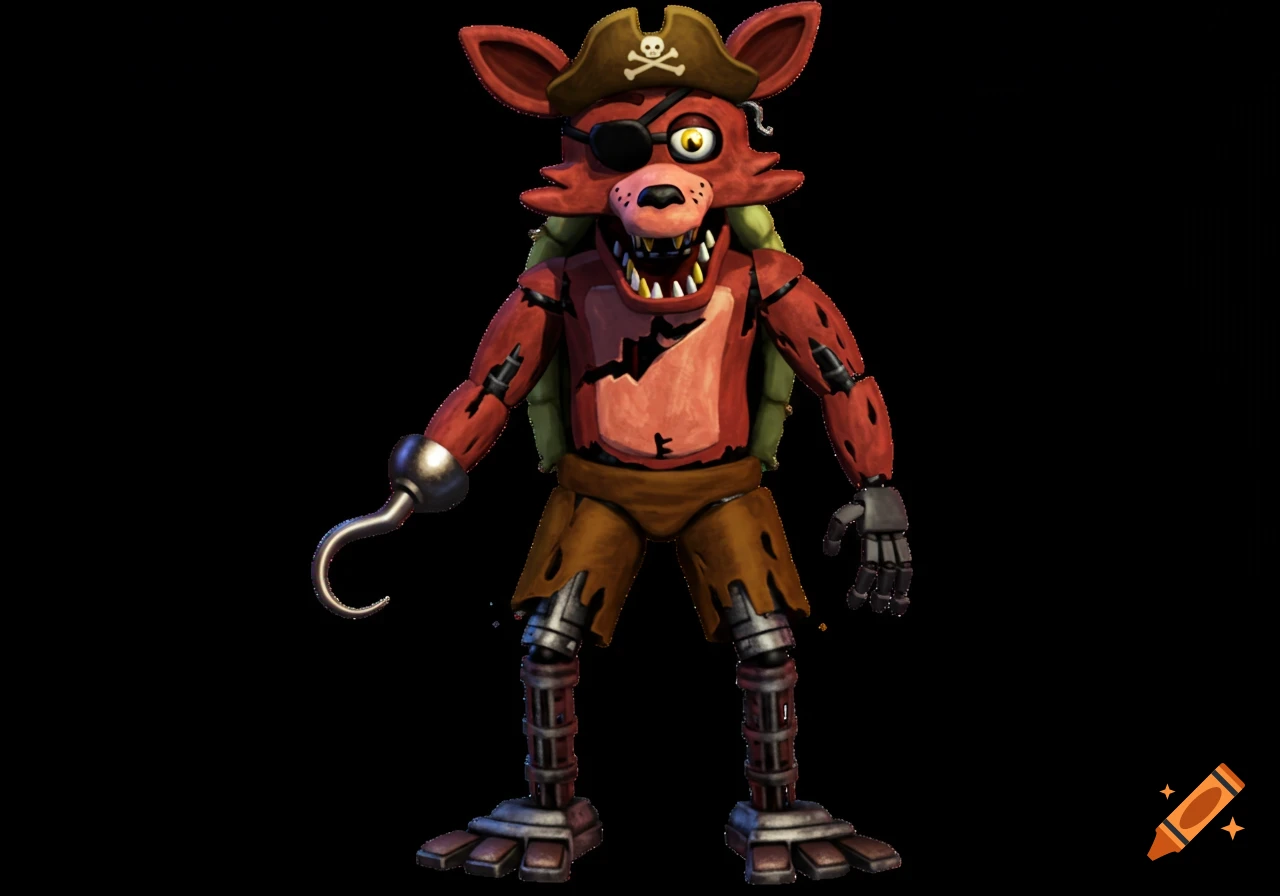 Animatronic pirate fox with a hook hand and eye patch. on Craiyon