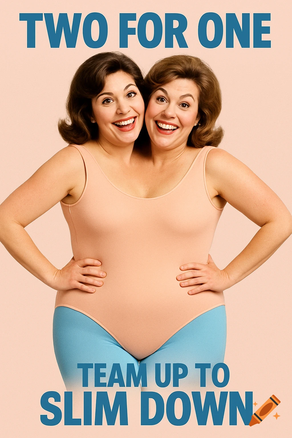 Advertisement poster showing two women fused together in a leotard and ...