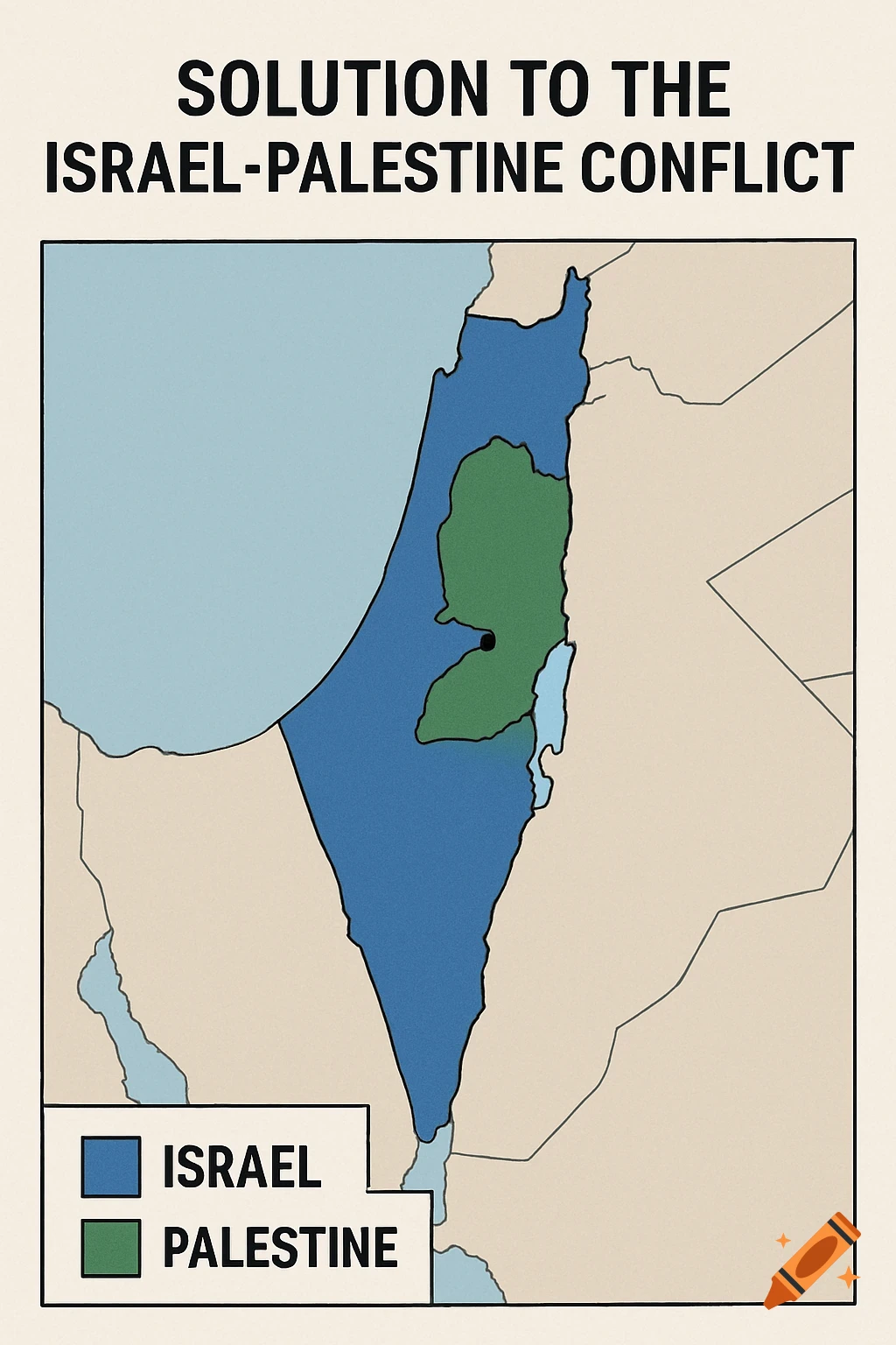 Simple map illustrating a proposed solution to the Israel-Palestine ...