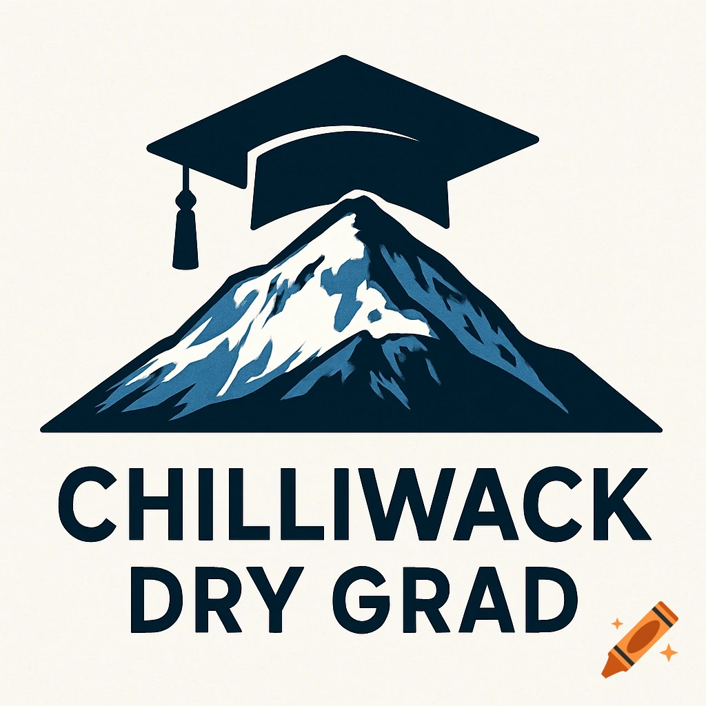 Logo of Mount Cheam with a grad cap above it, text reads CHILLIWACK DRY ...