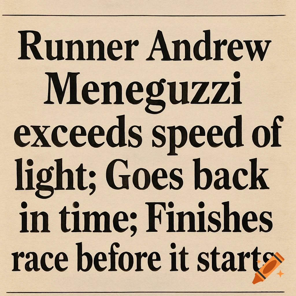 Newspaper headline about a runner exceeding the speed of light and ...