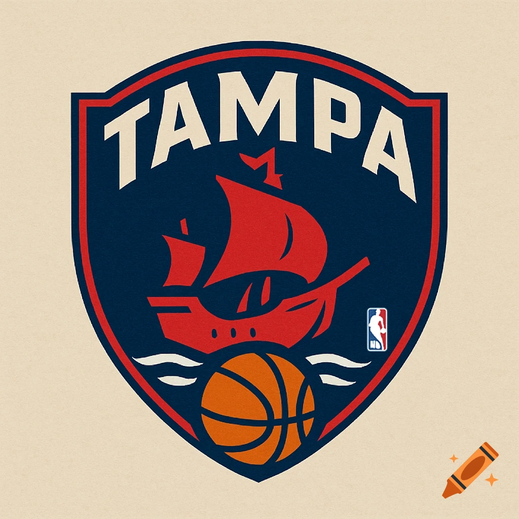 Shield-shaped logo for a potential Tampa NBA team featuring text 'TAMPA ...