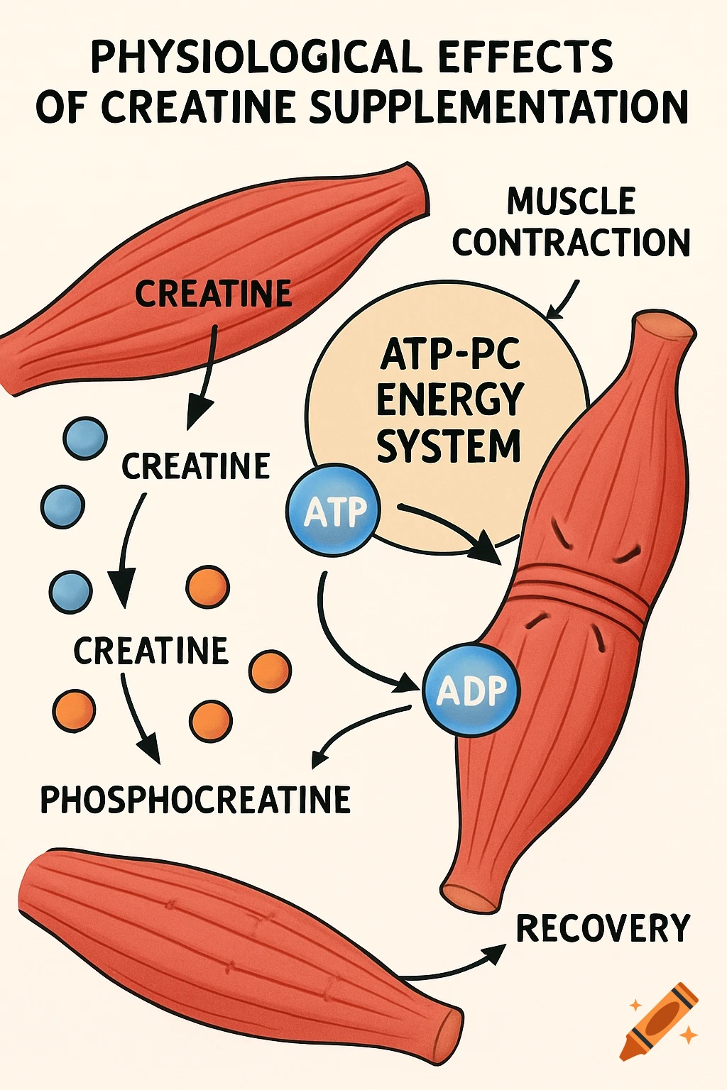 Diagram illustrating the physiological effects of creatine ...