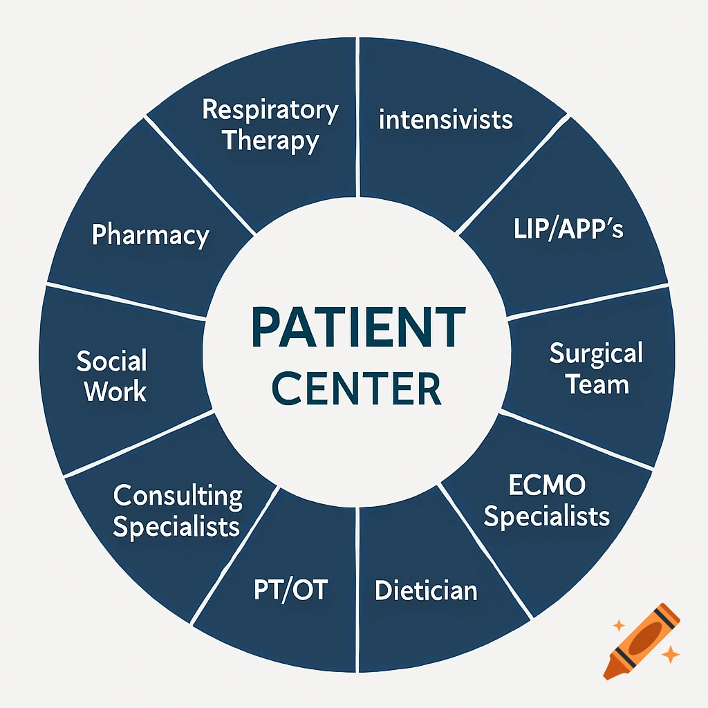 Spoke and wheel diagram showing a patient center surrounded by related ...