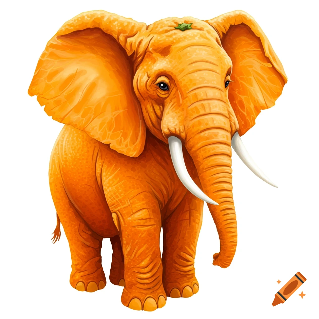 Illustration of an orange elephant with texture like orange peel. on ...