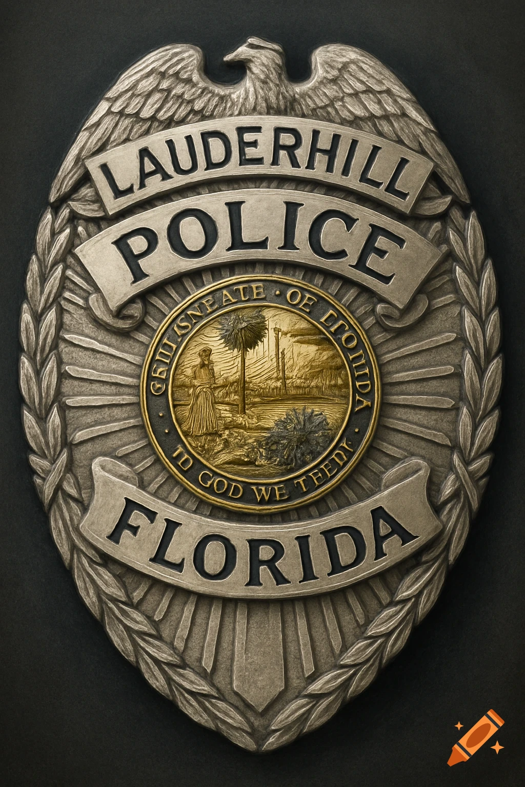 Close-up of a Lauderhill Police Department badge. on Craiyon