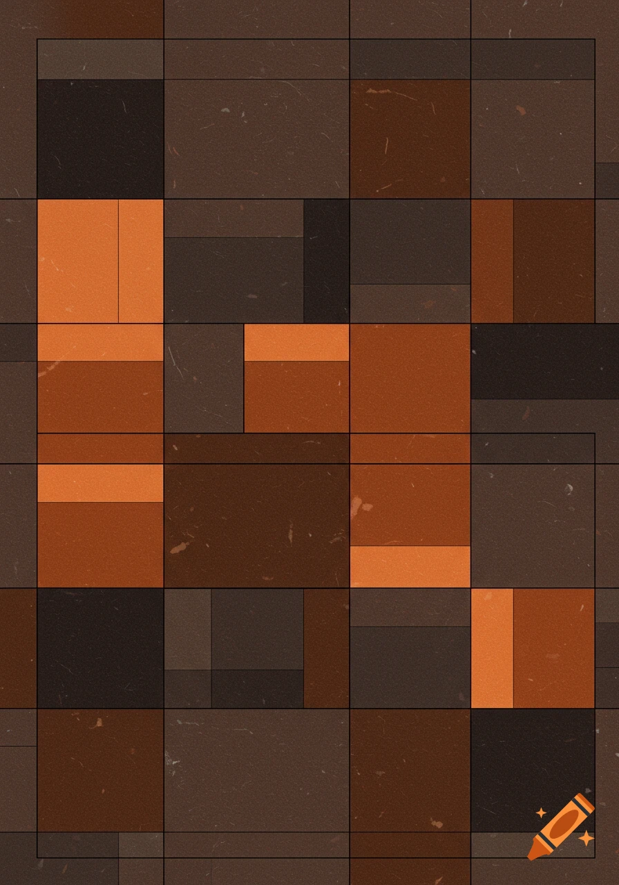 Abstract pattern of brown and orange rectangular blocks with texture on ...