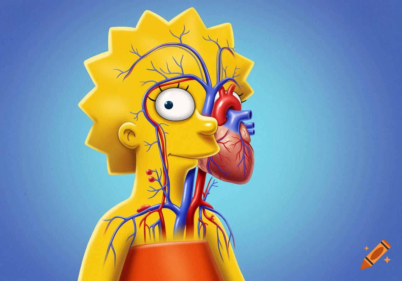 Lisa Simpson with her circulatory system visible, anatomical diagram ...