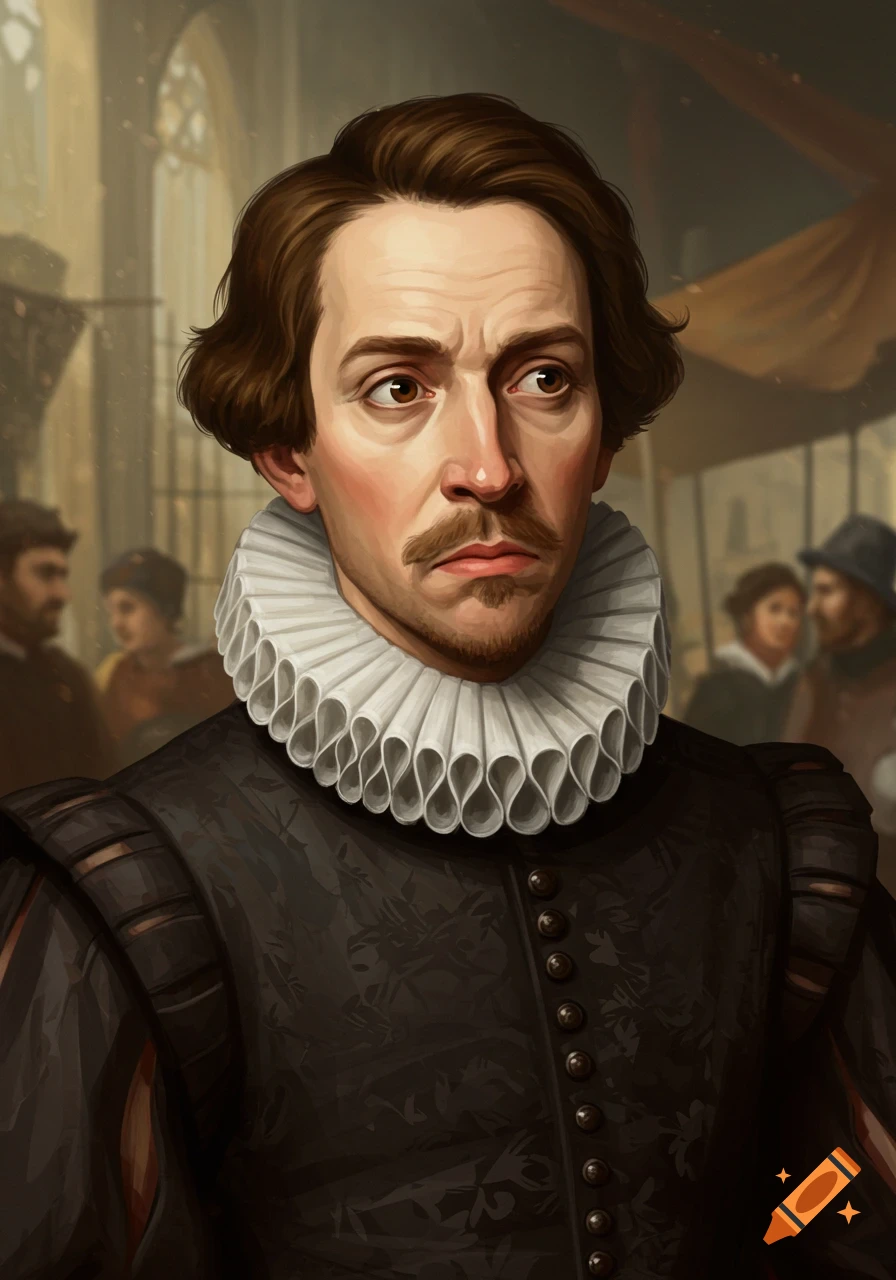 Detailed portrait of a man in Shakespearean attire and ruff looking ...