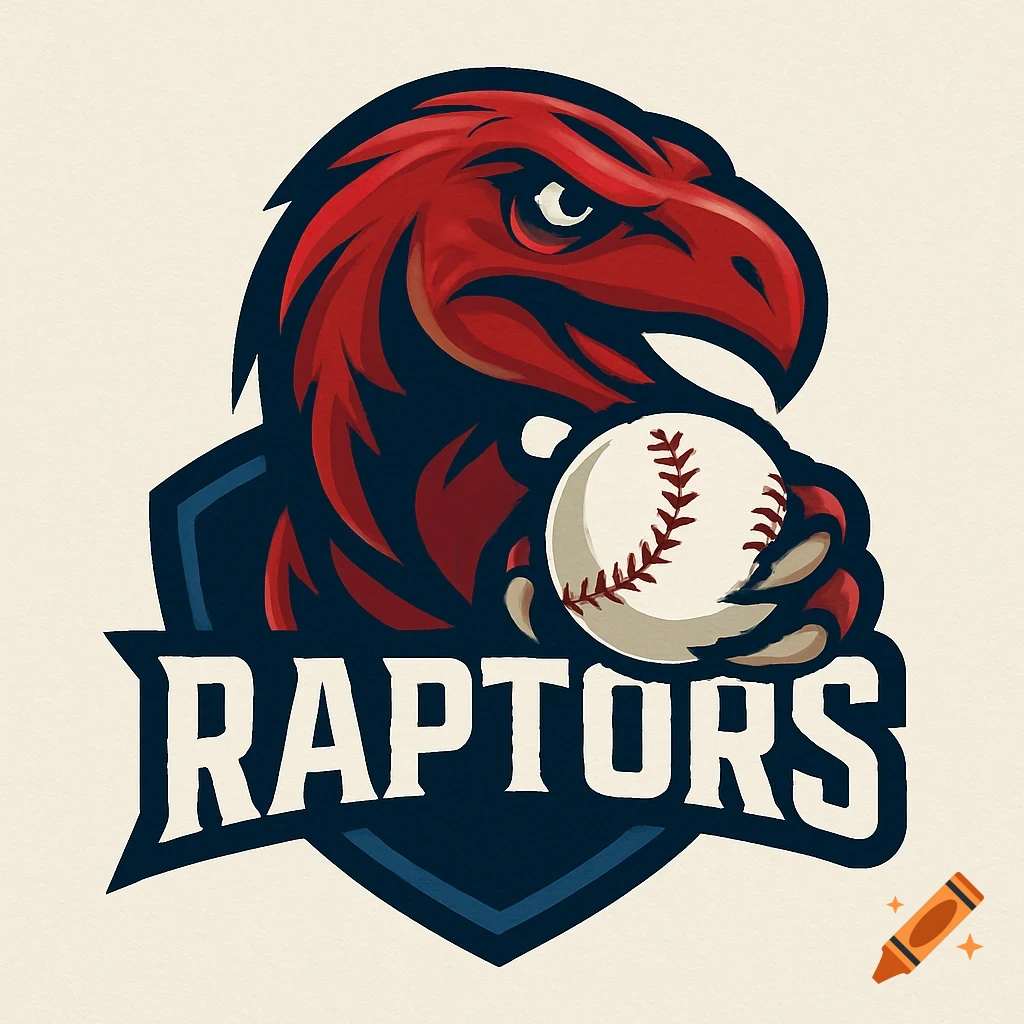 A baseball logo featuring a red raptor head holding a baseball with the ...