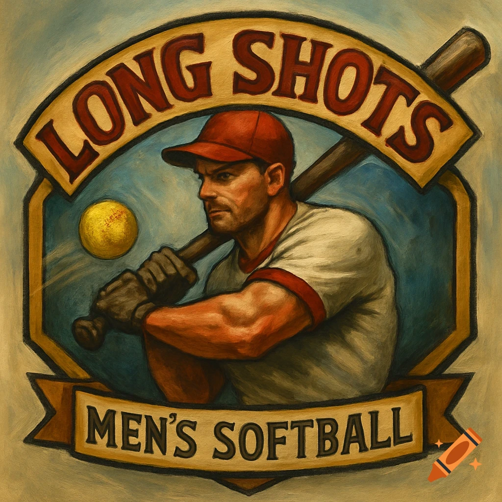 Softball logo illustration with a batter swinging at a ball and text ...