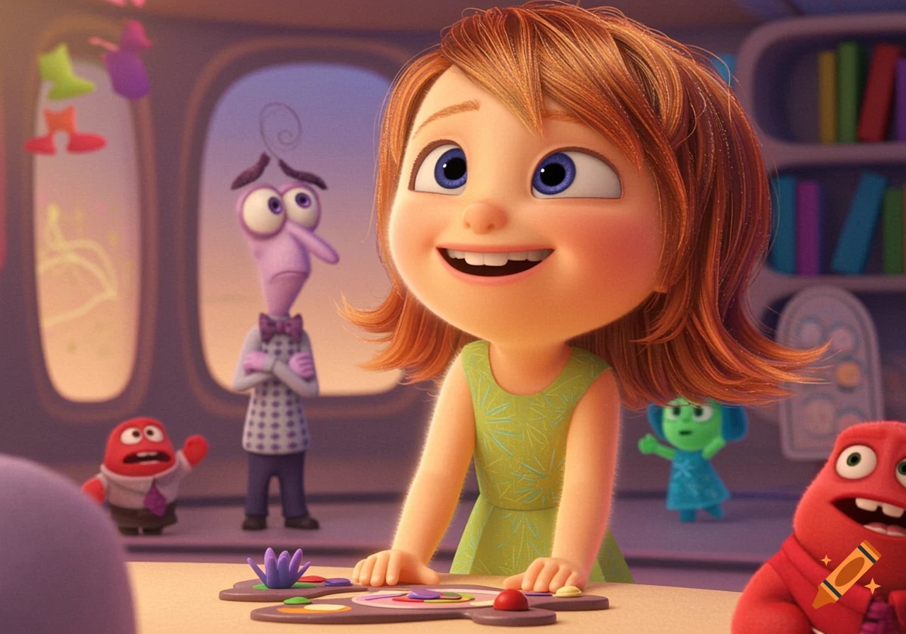 Riley and the emotions Fear, Anger, and Disgust from Inside Out. on Craiyon