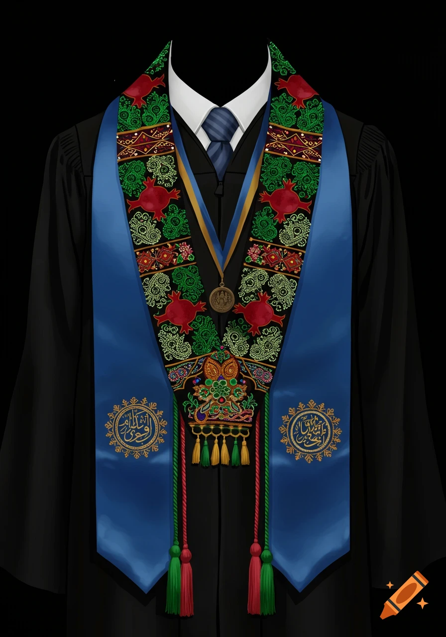 Graduation stole with traditional embroidery and pomegranate design. on ...