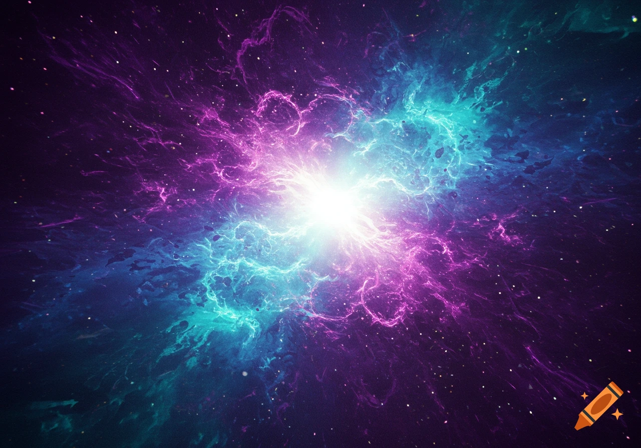Bright explosion with swirling purple and turquoise energy in a star ...
