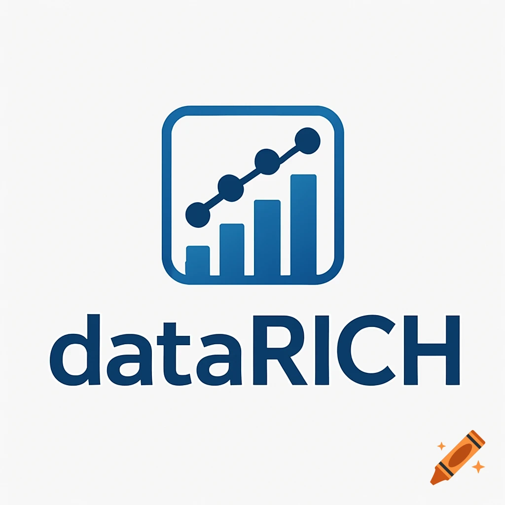 Logo for dataRICH technology company with a chart icon. on Craiyon