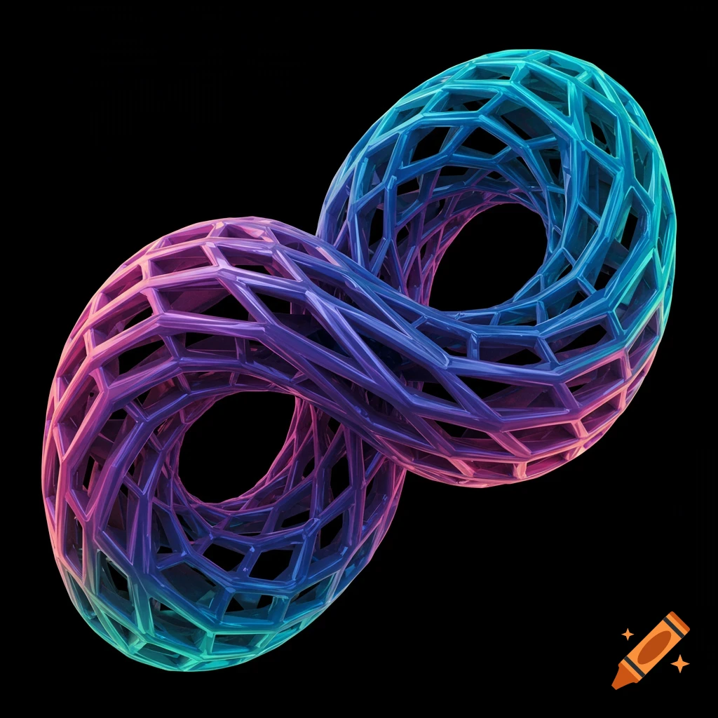 Colorful abstract shape with lattice structure resembling an infinity ...