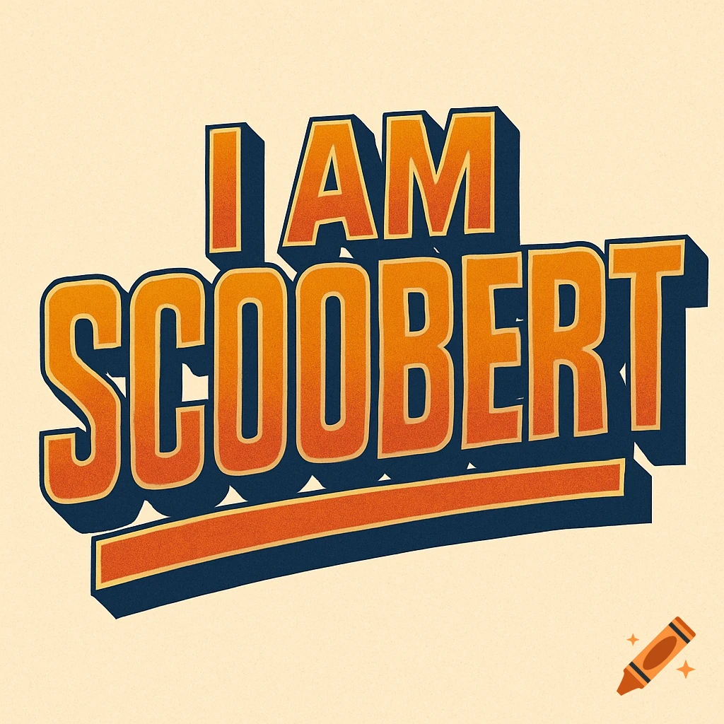 Retro 3D text art saying I AM SCOOBERT on Craiyon