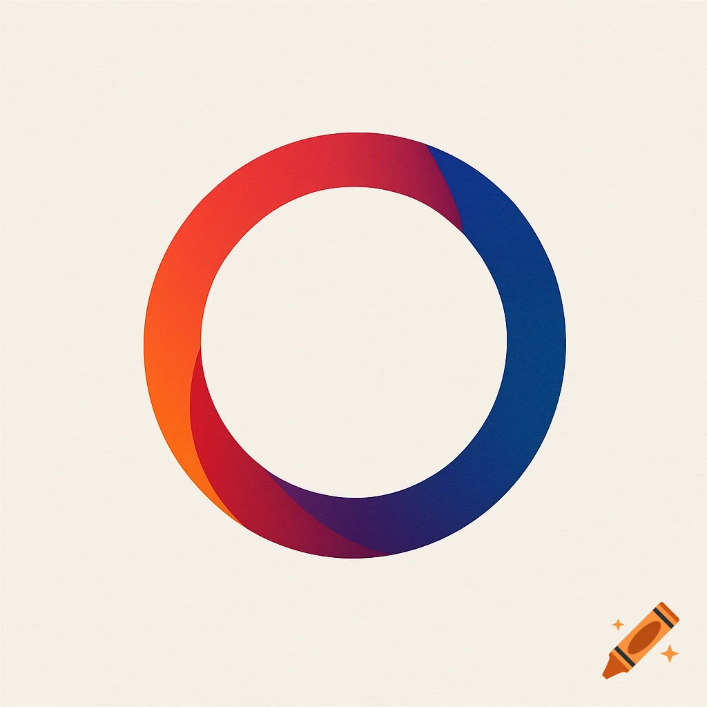 A modern abstract circular logo design with bands of red, orange ...