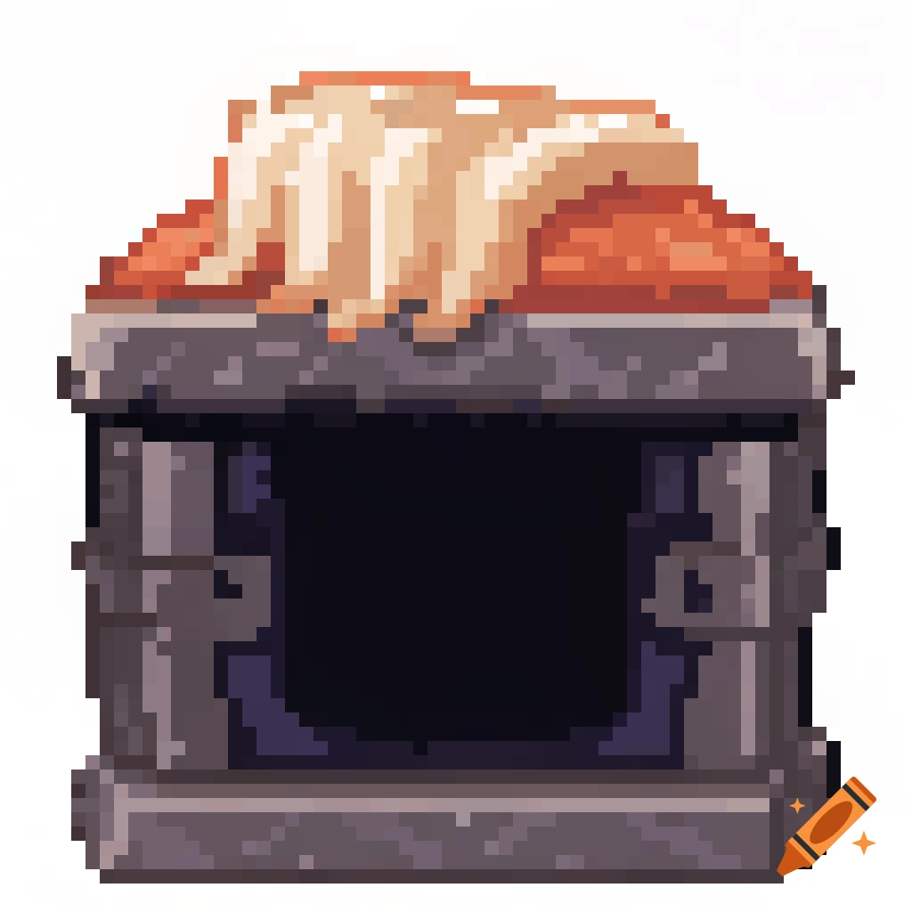 Pixel art Thwomp-like enemy with a messy blond wig. on Craiyon