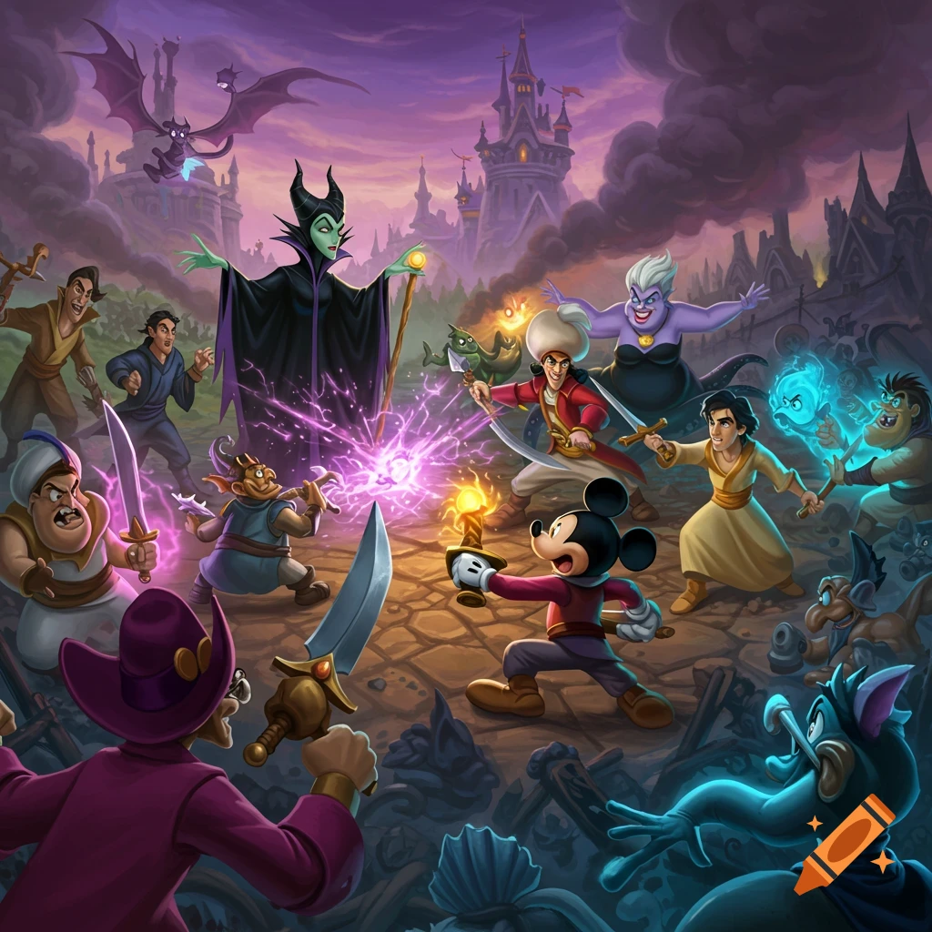 Disney heroes and villains like Mickey, Maleficent, Aladdin, and Ursula ...