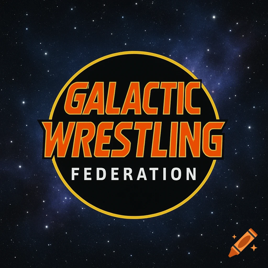Logo for Galactic Wrestling Federation on a starry space background. on ...