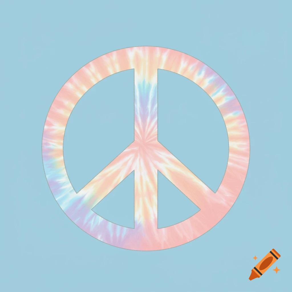 Tie-dye peace sign on a blue background on Craiyon