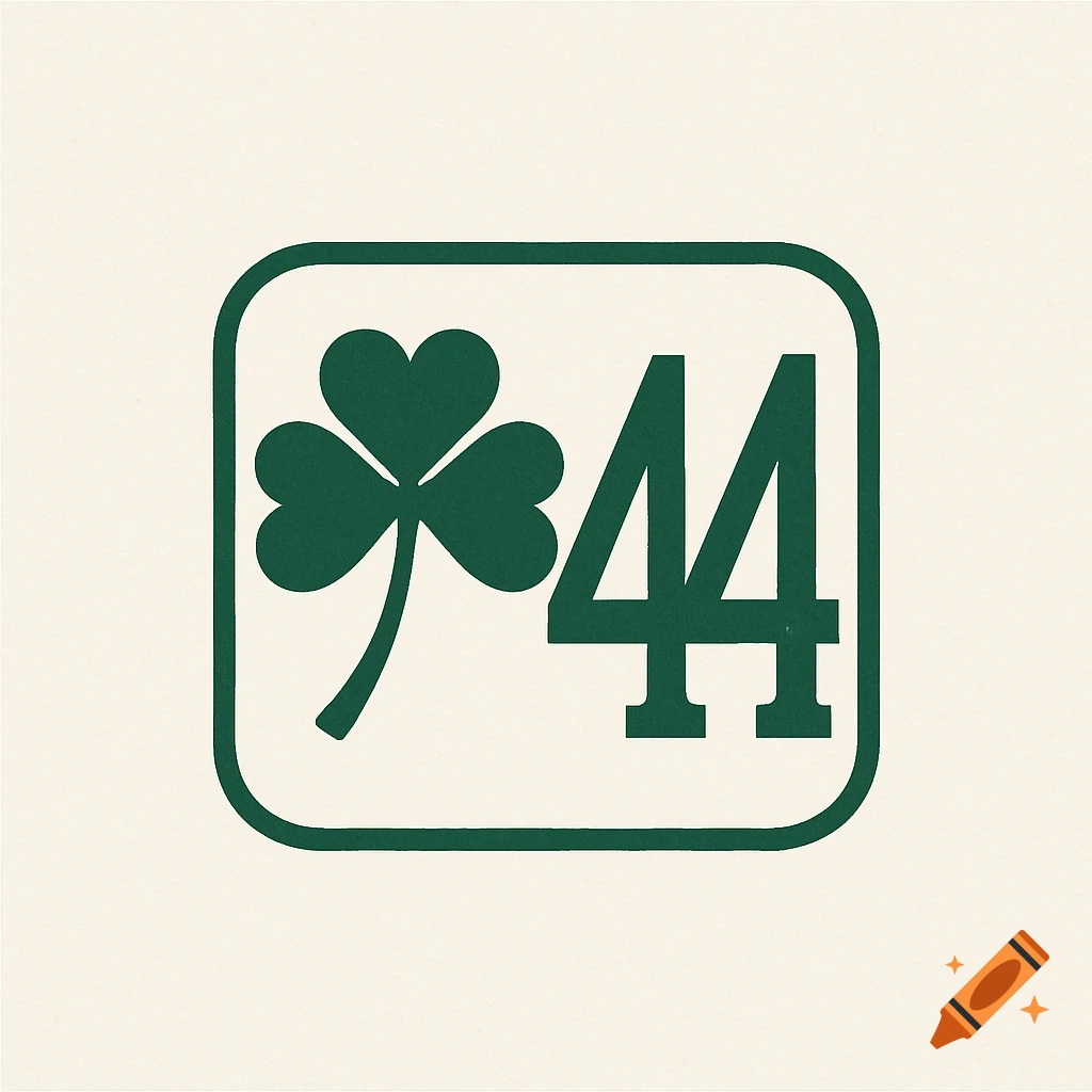 Logo with a green clover and the number 44 inside a rounded square ...